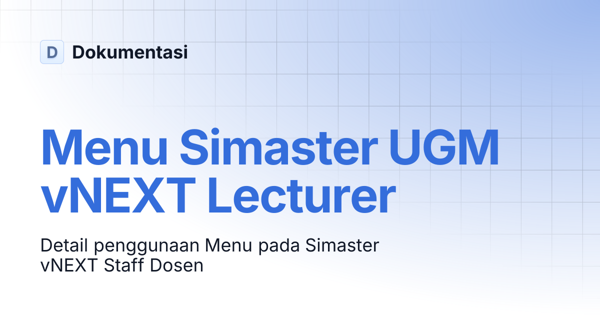 Menu Simaster UGM vNEXT Lecturer | Dokumentasi